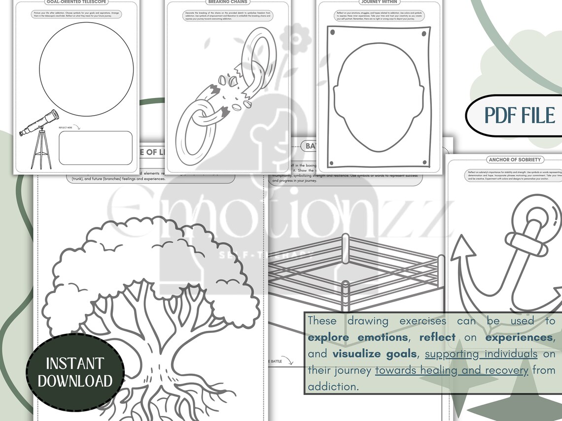 Art Therapy Worksheet Bundle, Mental Health Activities, Counseling ...