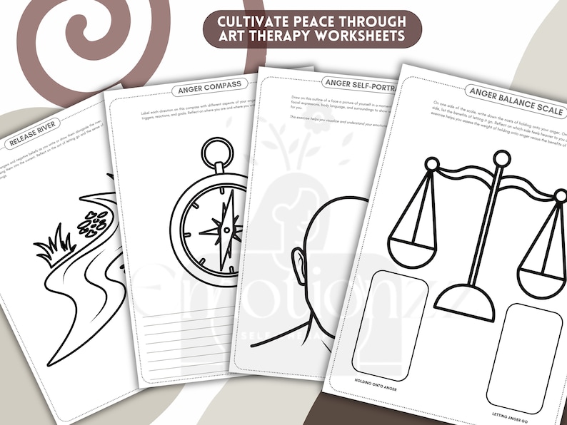 Art Therapy Worksheet Bundle, CBT Counseling Tools for Anger Management ...