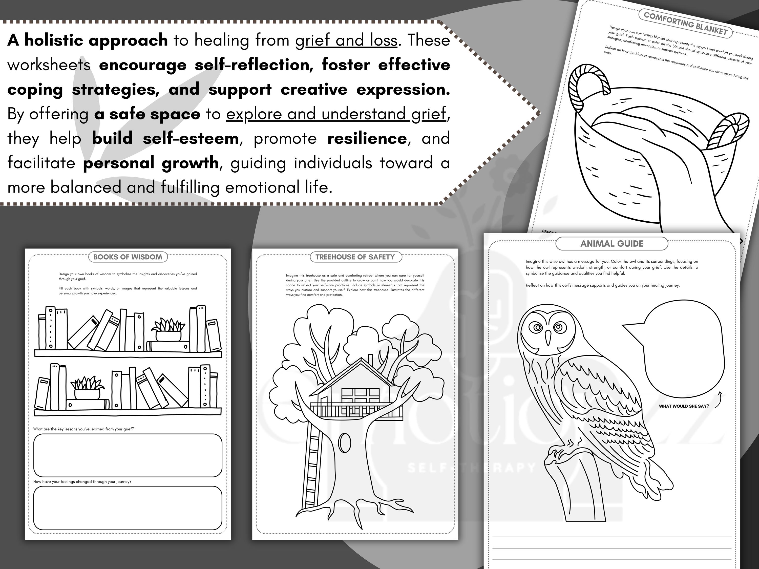 Grief & Loss Art Therapy Worksheets, Healing Printable Bundle (PDF) - Etsy