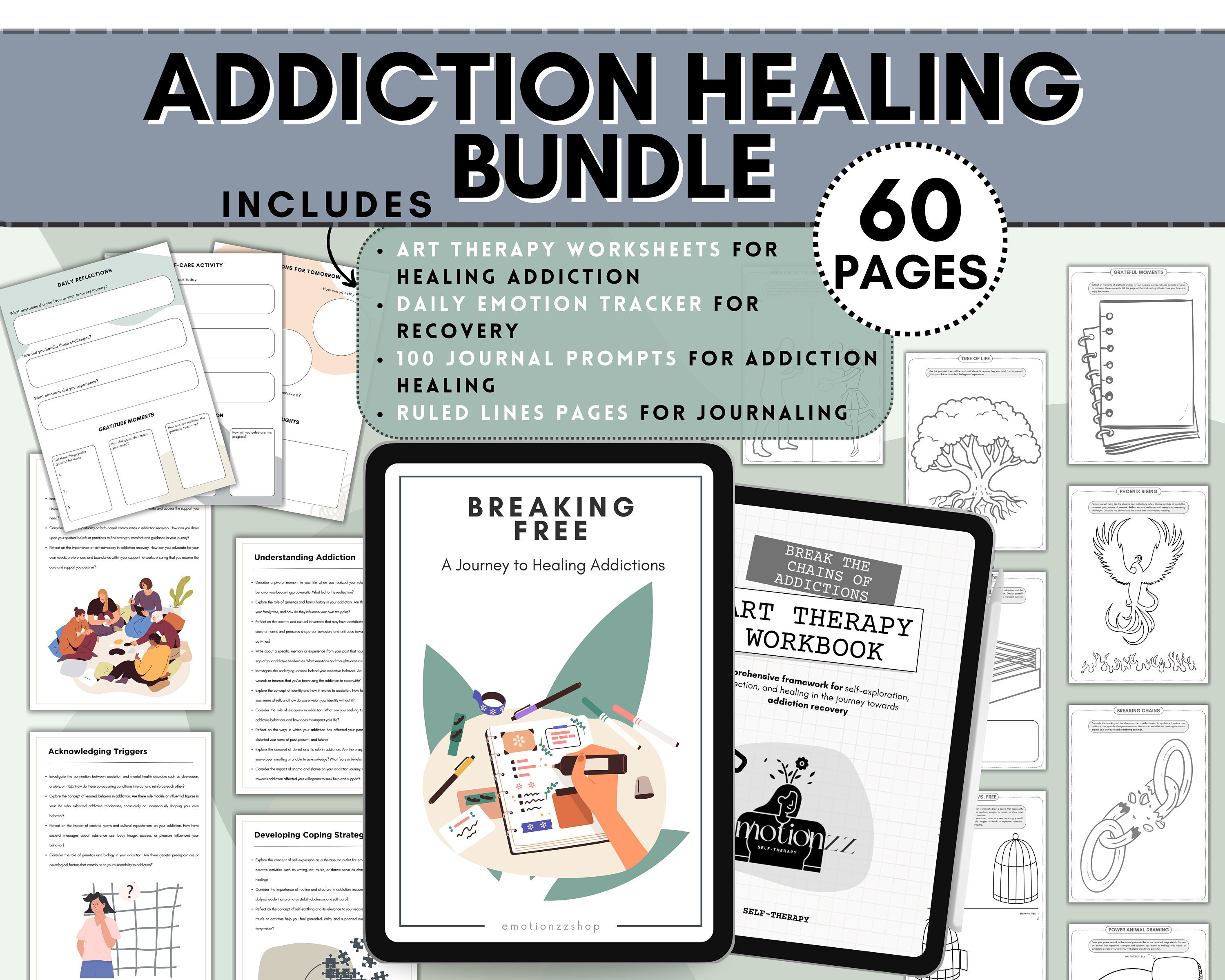 Art Therapy Bundle for Addiction Recovery, Counseling Tools, Mental ...