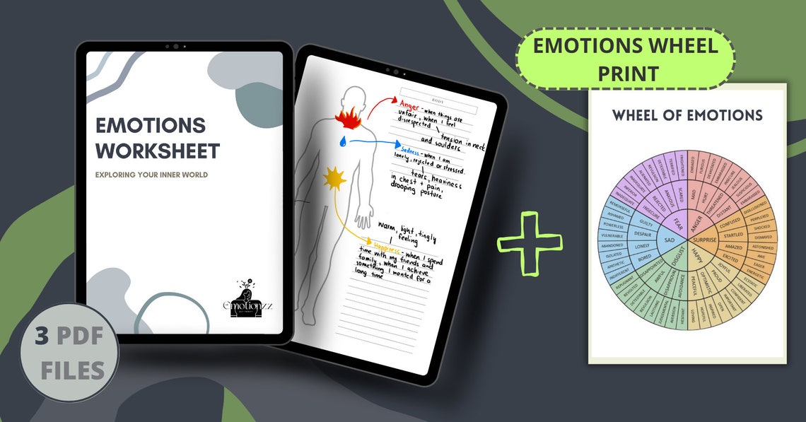 Emotions Worksheets Bundle Wheel of Emotions Print Anxiety - Etsy