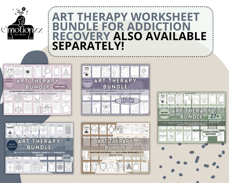 Art Therapy Bundle for Addiction Recovery, Counseling Tools, Mental ...