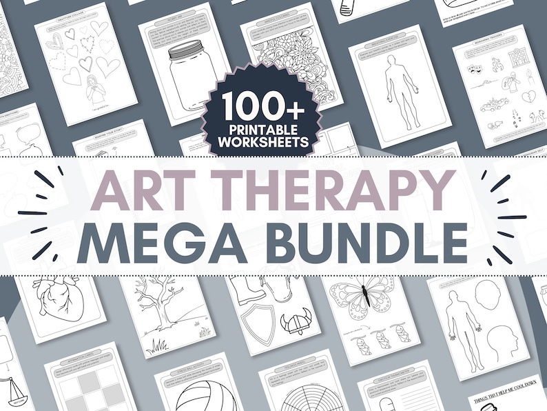 Printable Art Therapy Worksheets Bundle, Counseling Tools, Mental ...