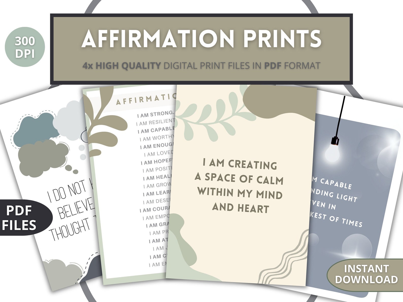 Set of Daily Affirmation Prints Therapy Office Decor I Am Affirmations ...