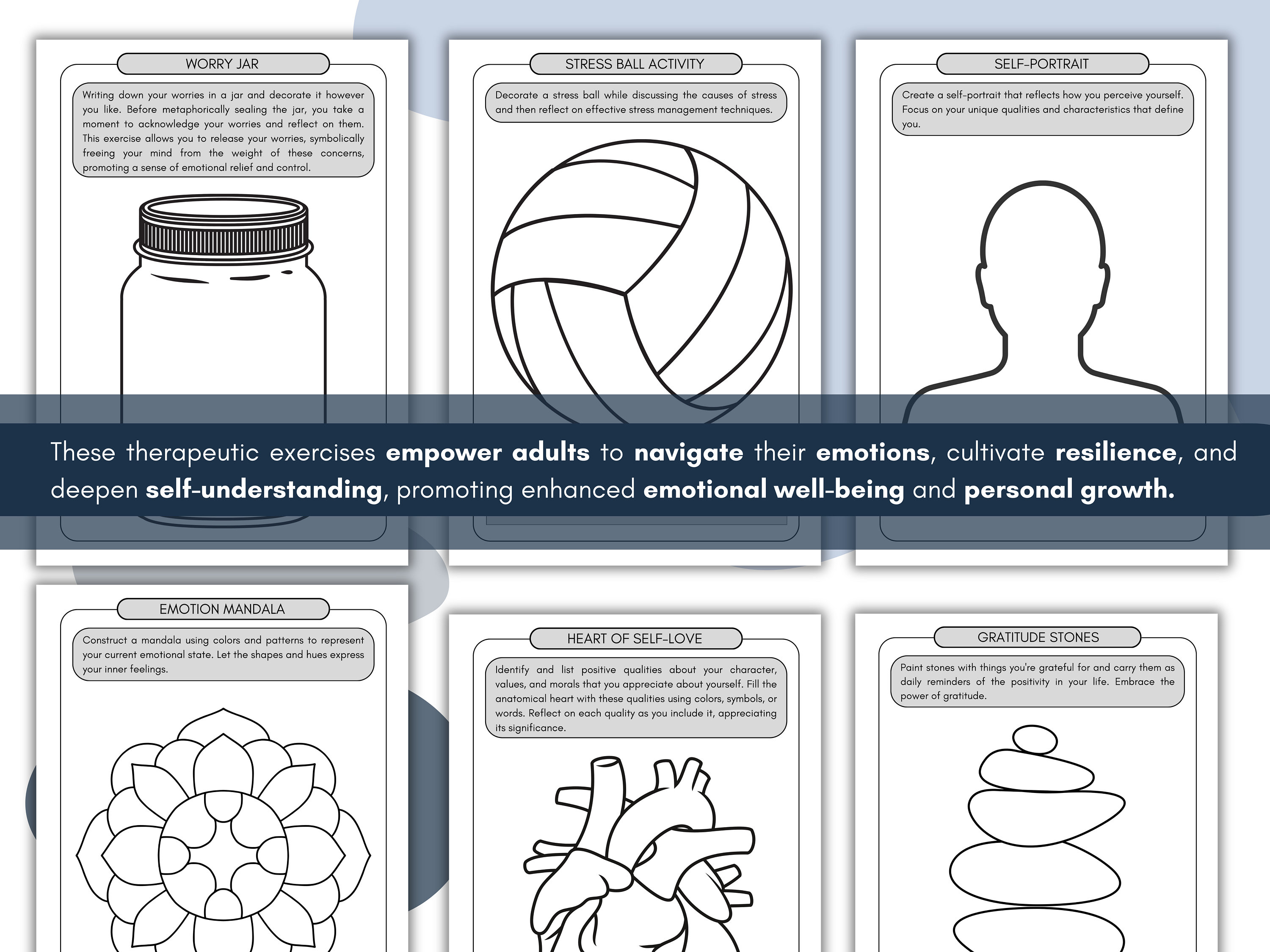 Art Therapy Worksheet Bundle for CBT Therapy Counseling Group Therapy ...