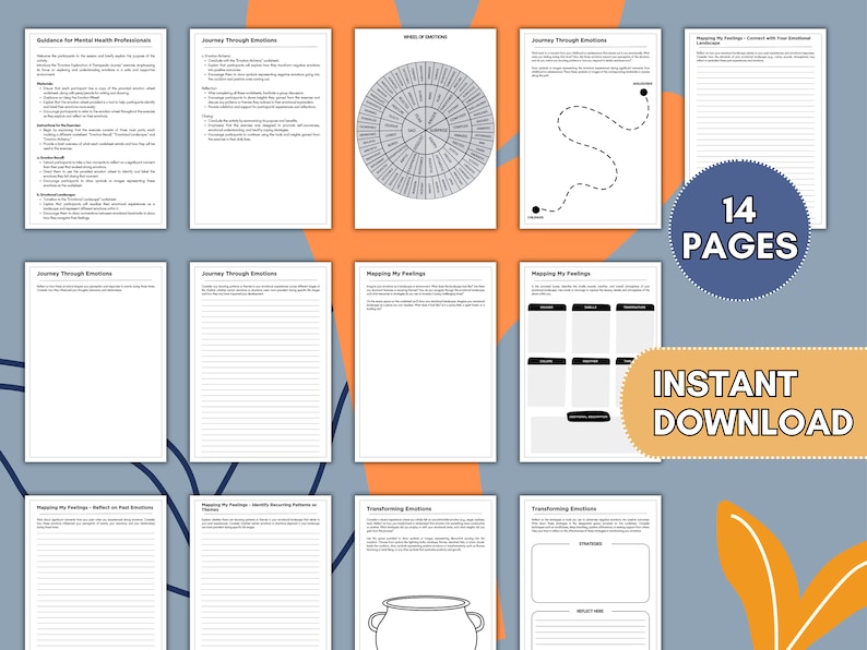 Art Therapy Worksheet Bundle for Emotion Exploration CBT Therapy ...