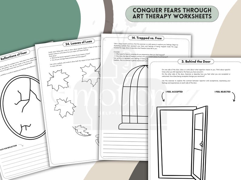 Art Therapy Worksheet Bundle: Fear & Anxiety Relief (printable) - Etsy