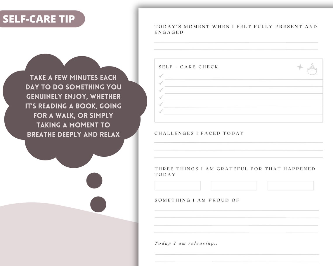 Daily Self Reflection Journal Mood Tracker Printable Gratitude Diary ...