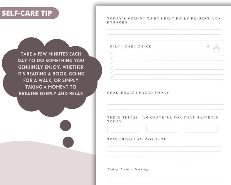 Daily Self Reflection Journal Mood Tracker Printable Gratitude Diary ...