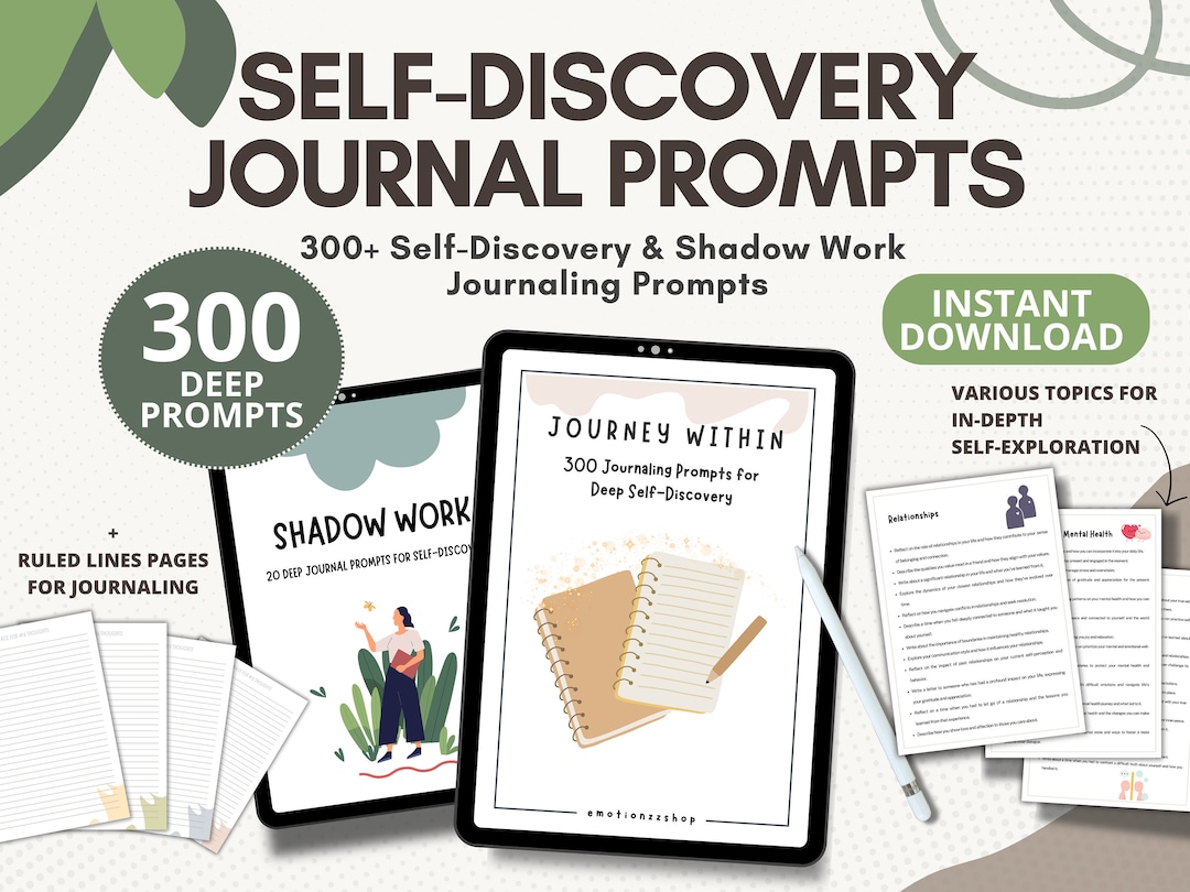 300+ Self Discovery Journal Prompts, Shadow Work, Mental Health ...