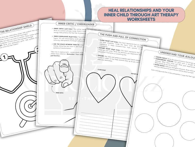 Art Therapy Worksheet Bundle for CBT Therapy Counseling Group Therapy ...