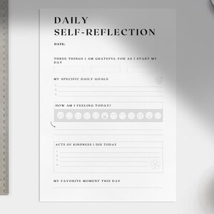 Daily Self Reflection Journal Mood Tracker Printable Gratitude Diary ...