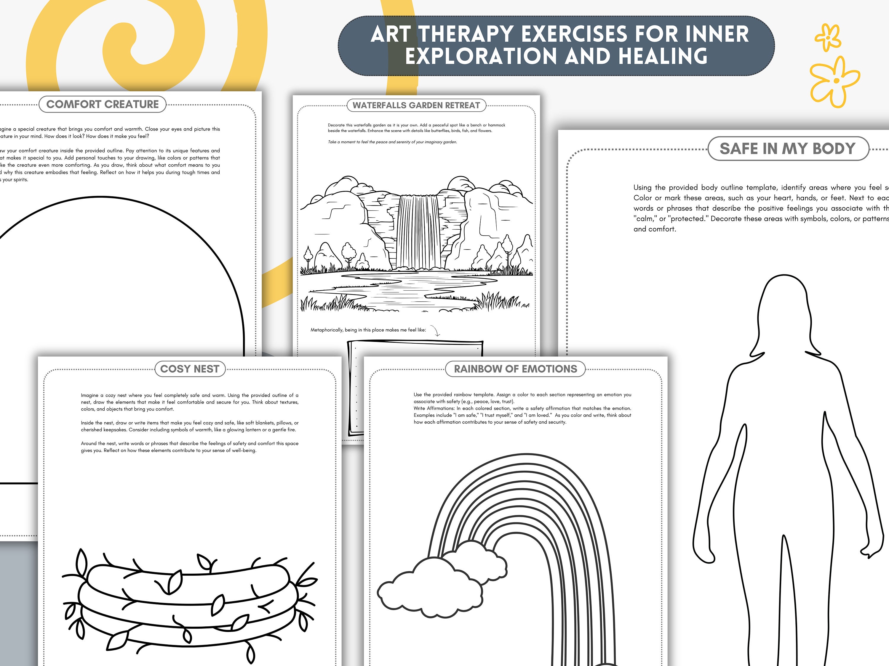 Art Therapy Worksheet Bundle for Inner Child Healing CBT Therapy ...
