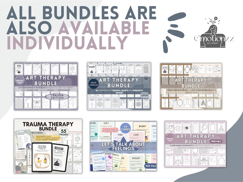 Art Therapy Bundle, Printable CBT Counseling Tools, Group Therapy ...