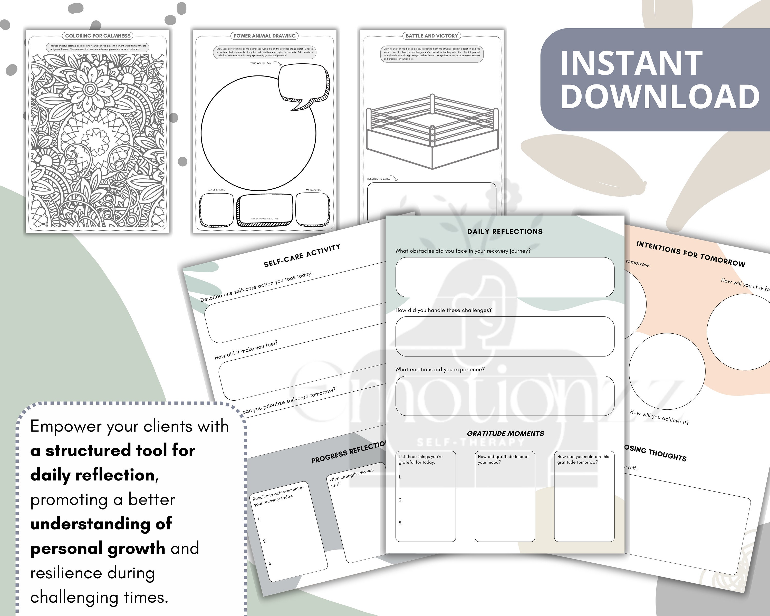 Art Therapy Bundle for Addiction Recovery, Counseling Tools, Mental ...