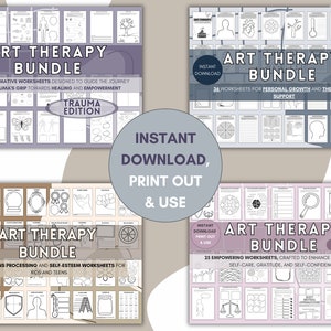 Printable Art Therapy Worksheets Bundle, Counseling Tools, Mental ...