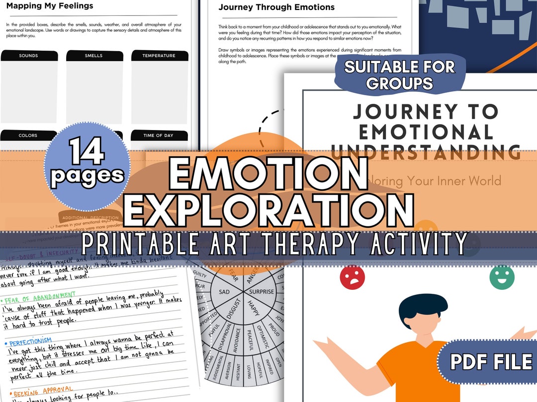 Art Therapy Worksheet Bundle for Emotion Exploration CBT Therapy ...