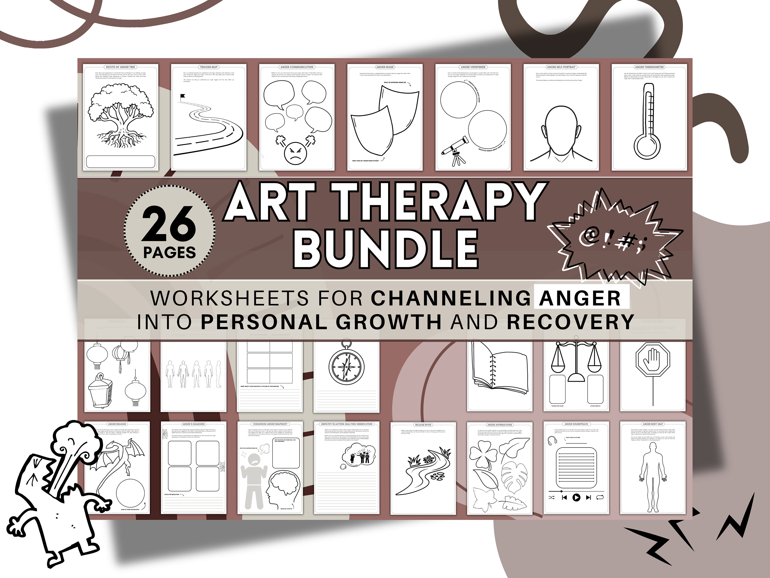 Therapy Mega Bundle, 190+ DBT Therapist Resources, Art Worksheets (PDF ...
