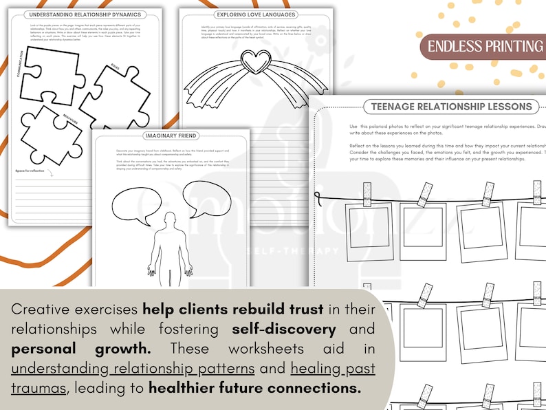 Relationships Art Therapy Worksheet Bundle CBT Therapy Counseling Group ...