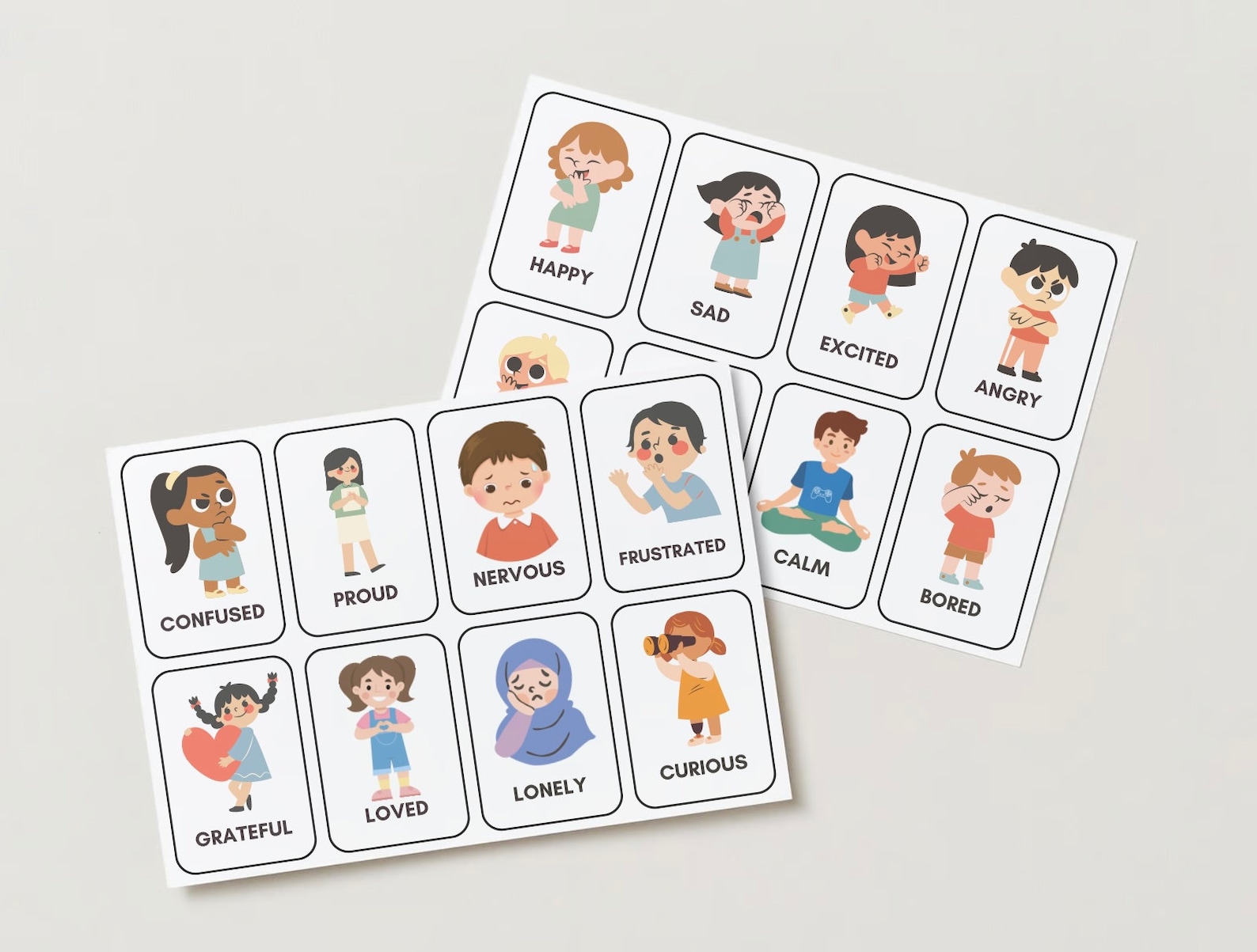 Printable Emotions Flashcards for Kids, Feelings Chart, Therapy Tools ...