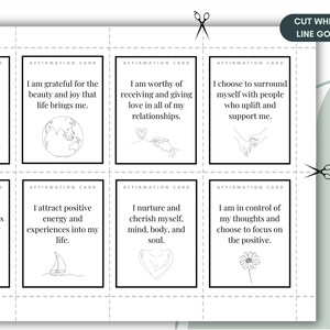 Printable Self Care Affirmation Cards, Therapy Tools, Emotional Support ...