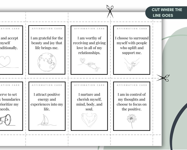 Printable Self Care Affirmation Cards, Therapy Tools, Emotional Support ...