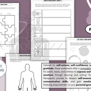 Printable Art Therapy Bundle, Emotional Regulation Worksheets, CBT Tool ...