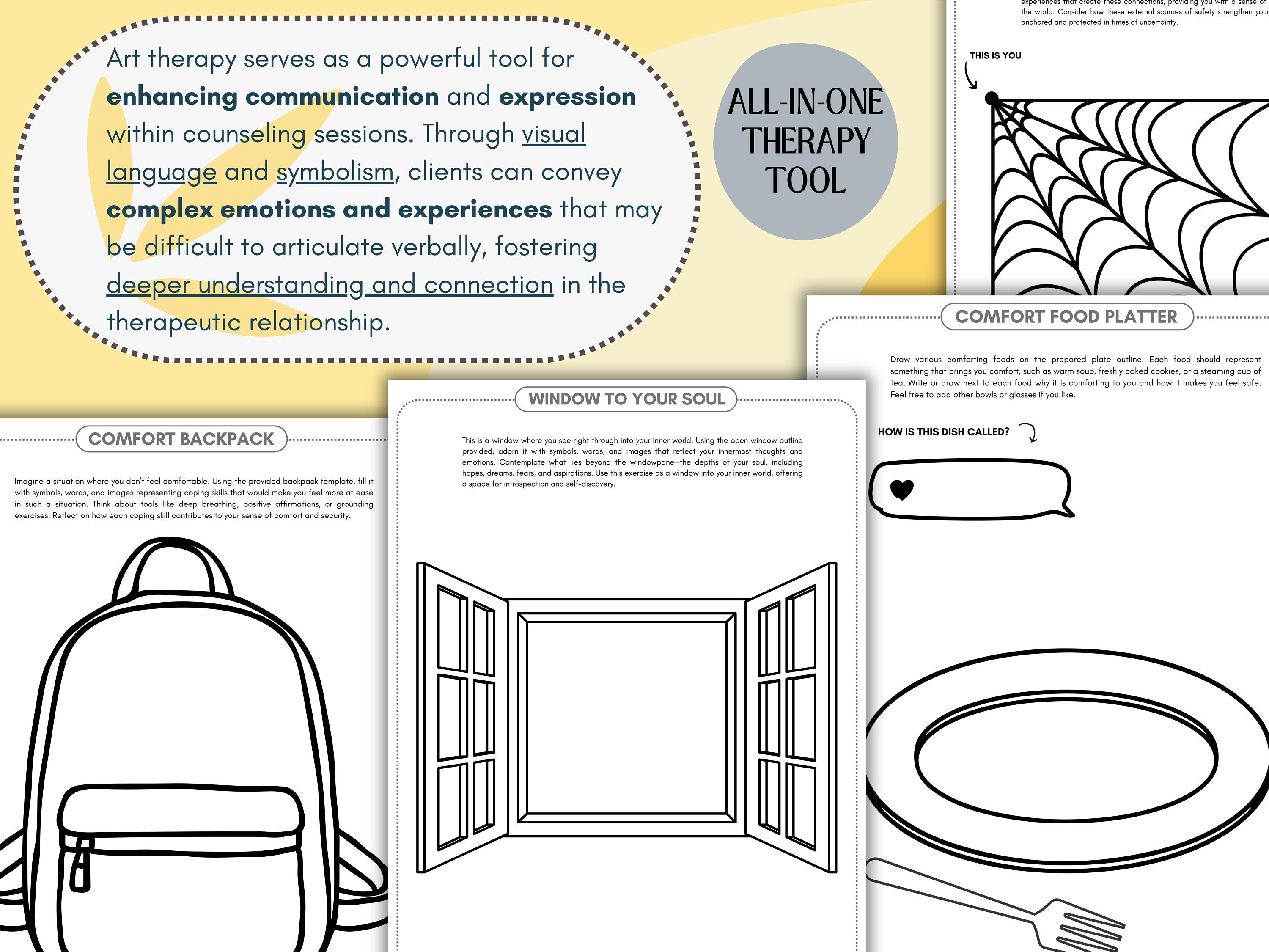 Art Therapy Worksheet Bundle for Inner Child Healing CBT Therapy ...