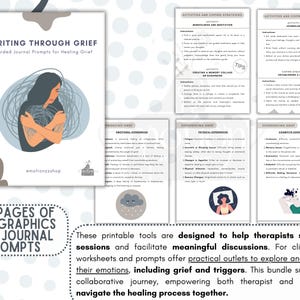 Printable Art Therapy Worksheets, Grief Healing Bundle CBT Infographics ...