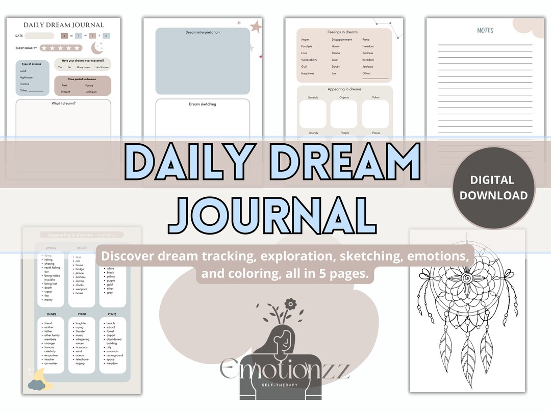 Guided Journal, Dream Therapy Workbook, Art Therapy, Printable CBT Tool ...