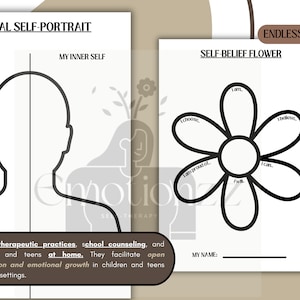 Printable Art Therapy Bundle, Emotional Regulation Worksheets, CBT Tool ...