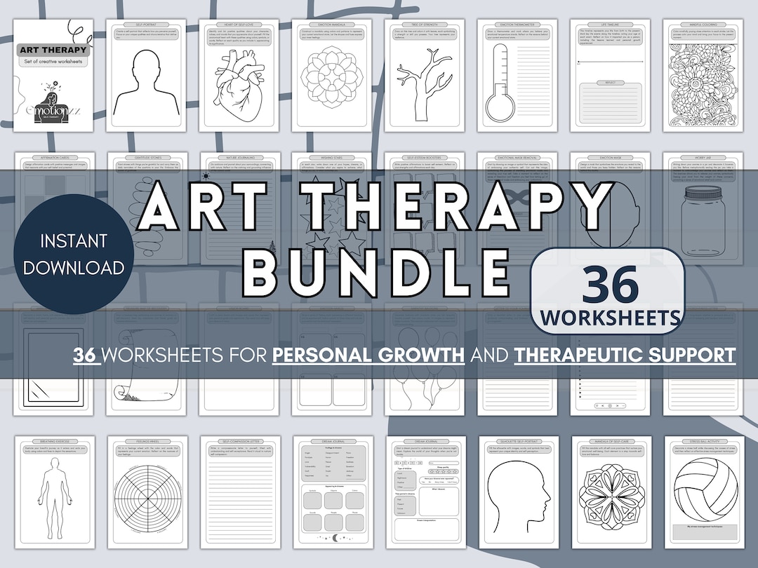 Art Therapy Worksheet Bundle for CBT Therapy Counseling Group Therapy ...