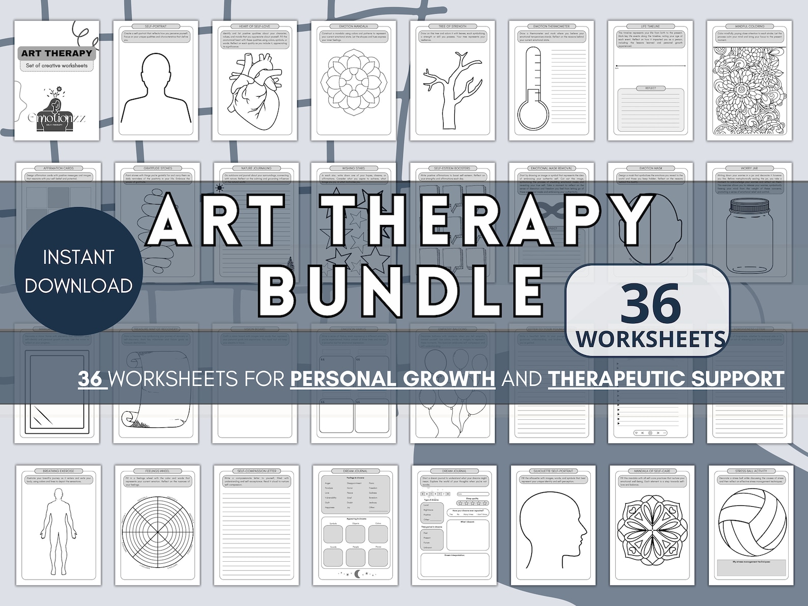 Art Therapy Worksheet Bundle for CBT Therapy Counseling Group Therapy ...