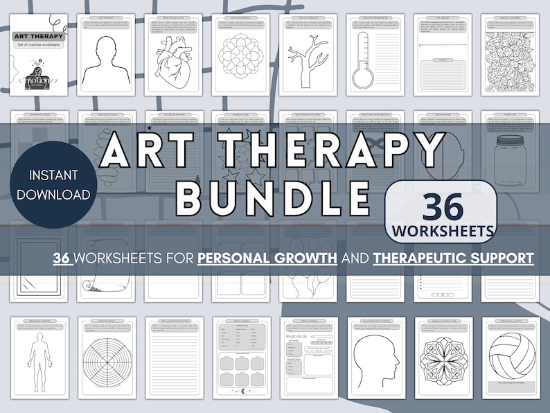Art Therapy Worksheet Bundle for CBT Therapy Counseling Group Therapy ...