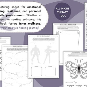 Art Therapy Worksheet Bundle for Trauma Healing, CBT Tool, Mental ...