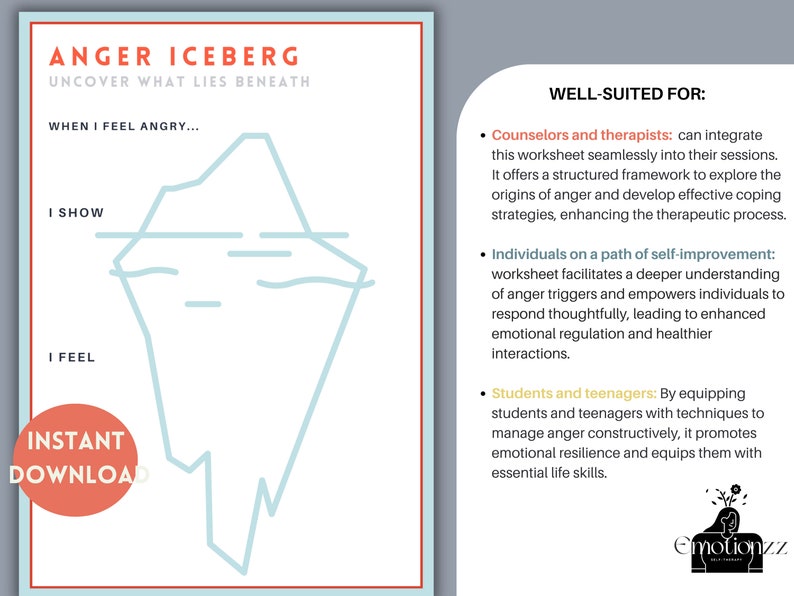 Anger Management Worksheet for Teens, Therapy Printables, CBT Therapy ...