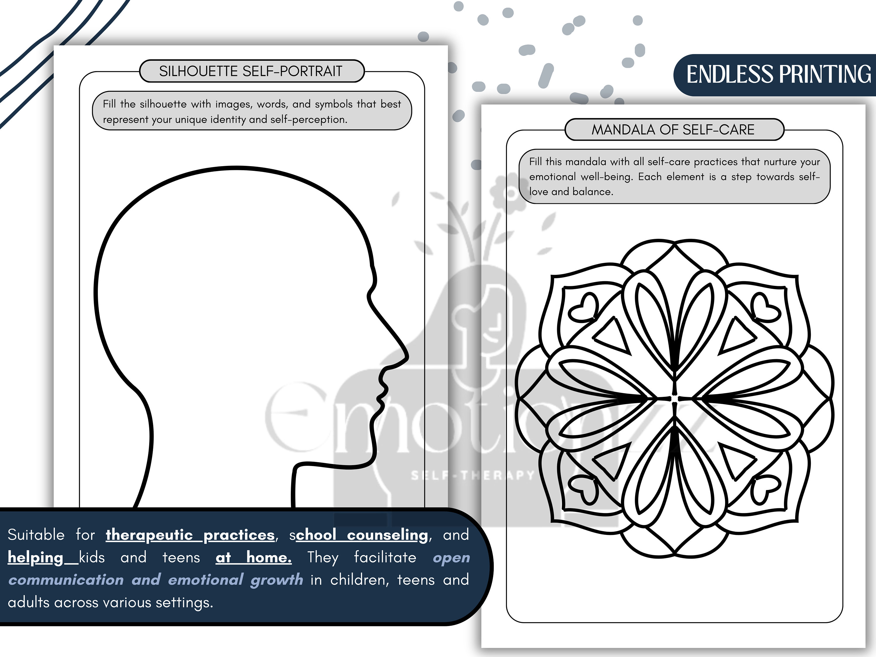 Art Therapy Worksheet Bundle for CBT Therapy Counseling Group - Etsy ...