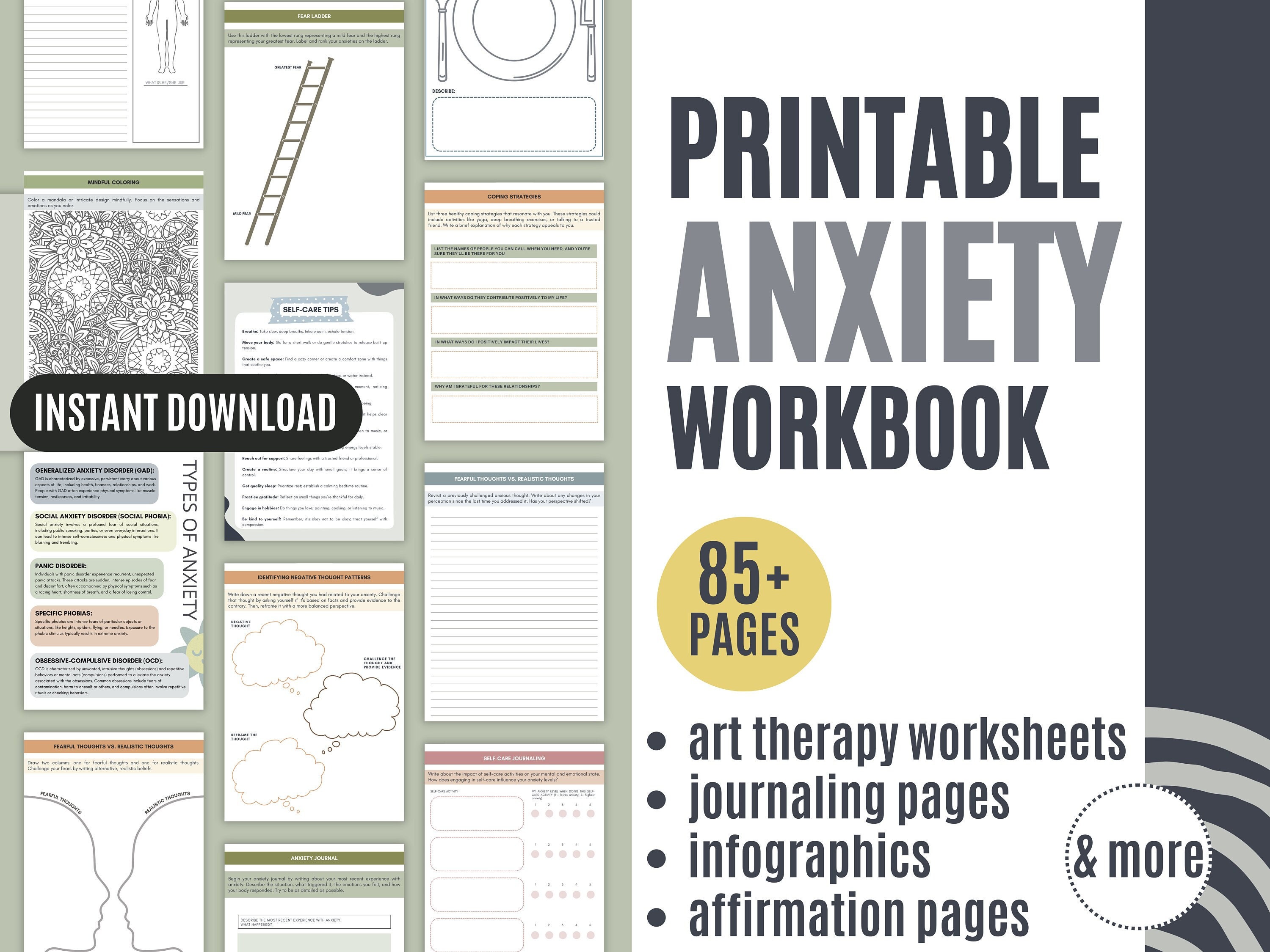 Anxiety Journal for Stress Relief, Emotional Support Workbook ...