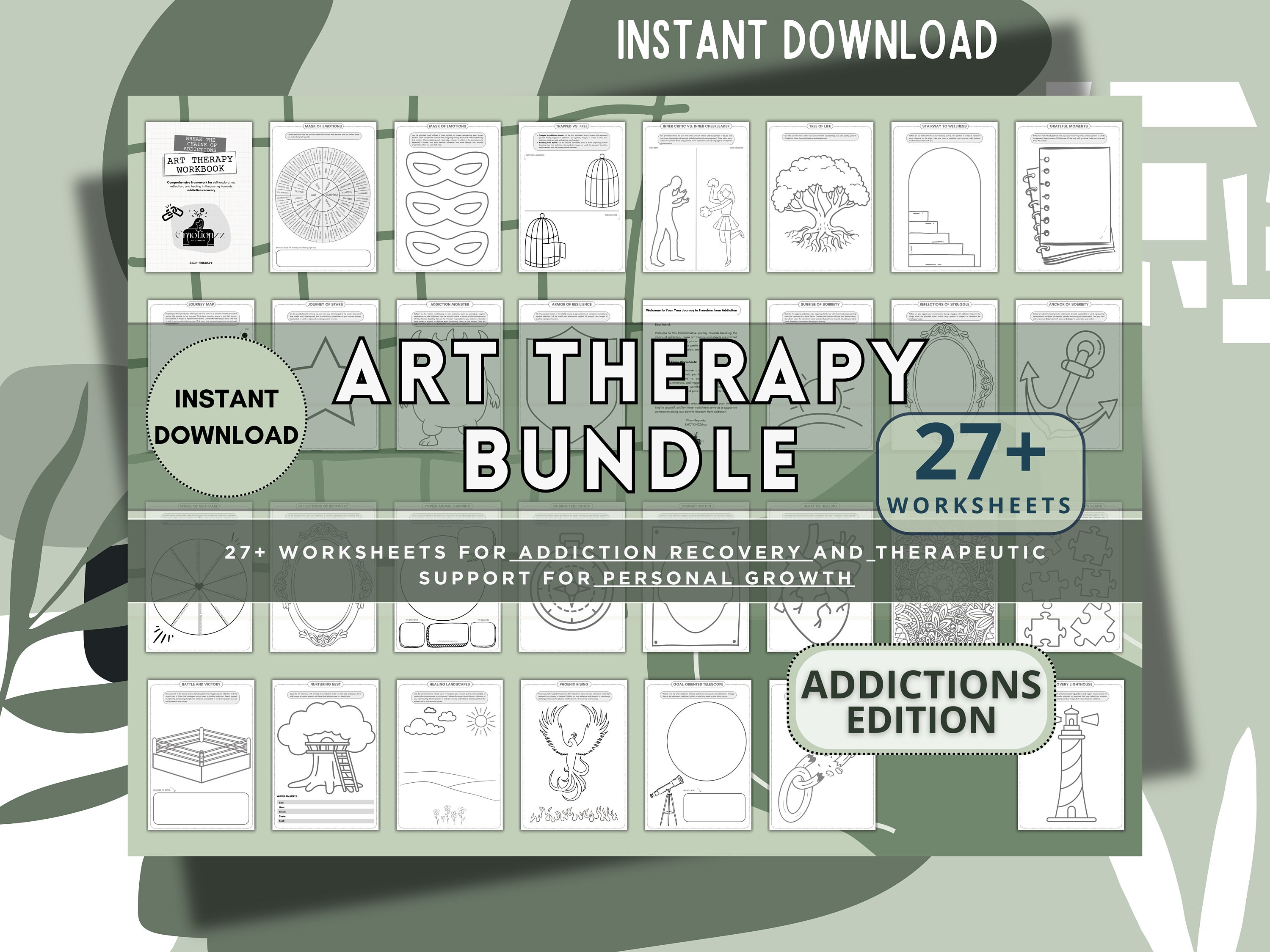 Therapy Mega Bundle, 190+ DBT Therapist Resources, Art Worksheets (PDF ...