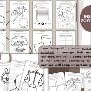 Art Therapy Bundle, Printable CBT Counseling Tools, Mental Health ...
