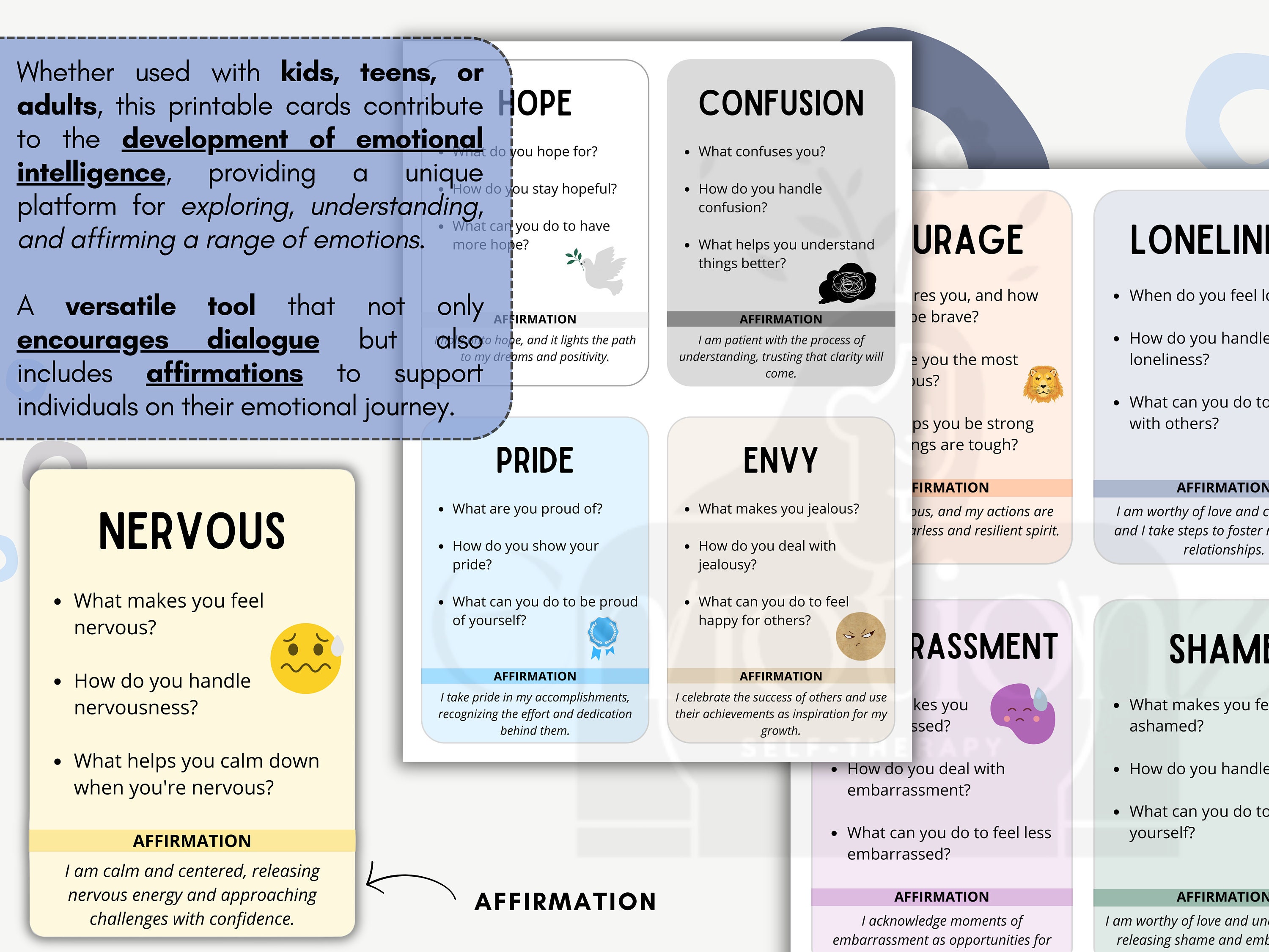 Mental Health Tool, Printable Emotion Exploration Cards, Therapy ...
