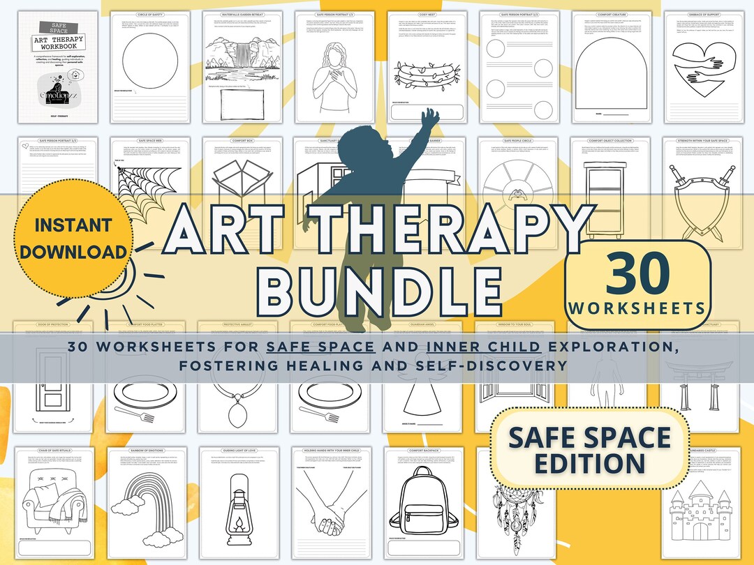 Art Therapy Worksheet Bundle for Inner Child Healing CBT Therapy ...