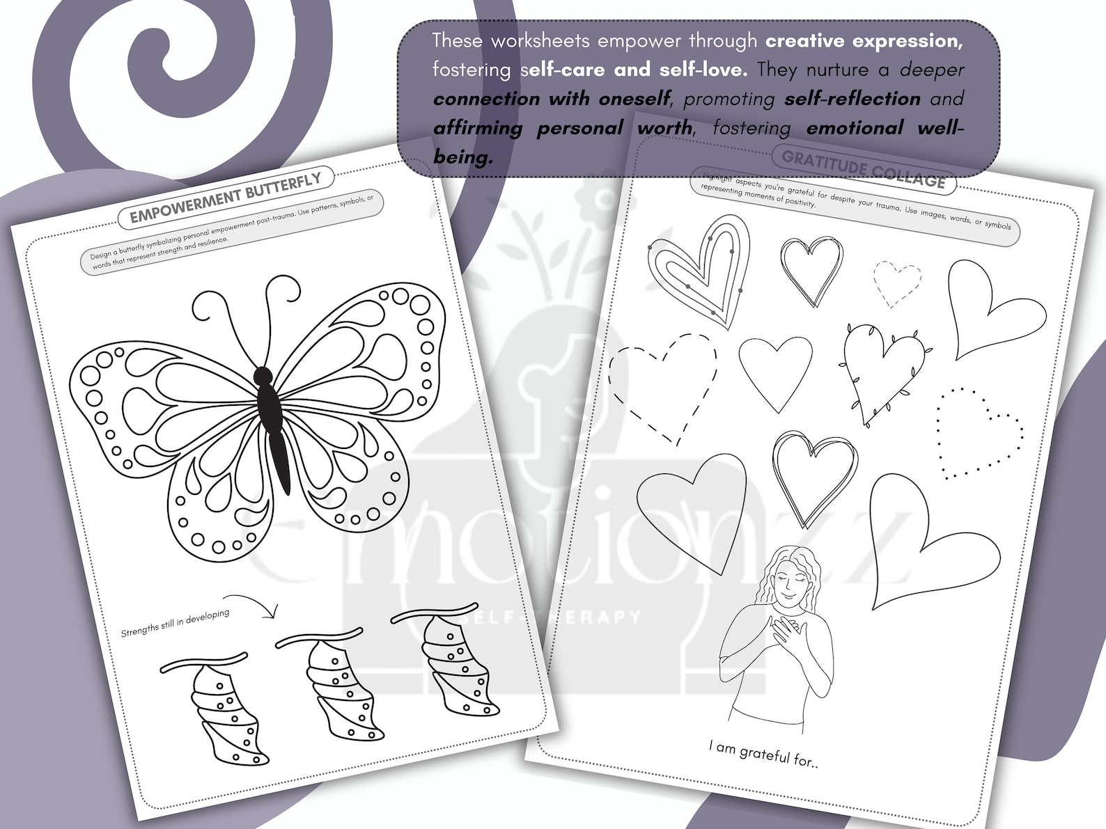 Art Therapy Worksheet Bundle for Trauma Healing, CBT Tool, Mental ...