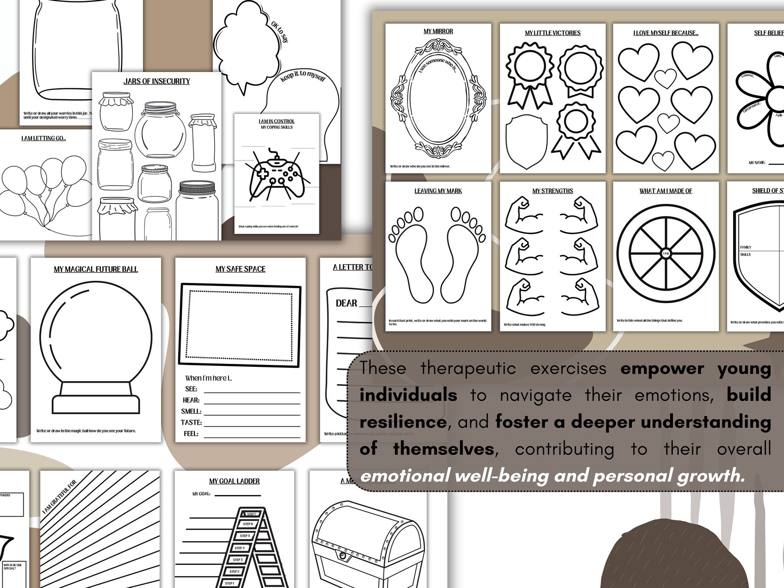 Art Therapy Bundle, Printable CBT Counseling Tools, Group Therapy ...