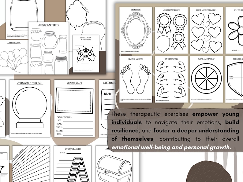 Art Therapy Bundle, Printable CBT Counseling Tools, Group Therapy ...