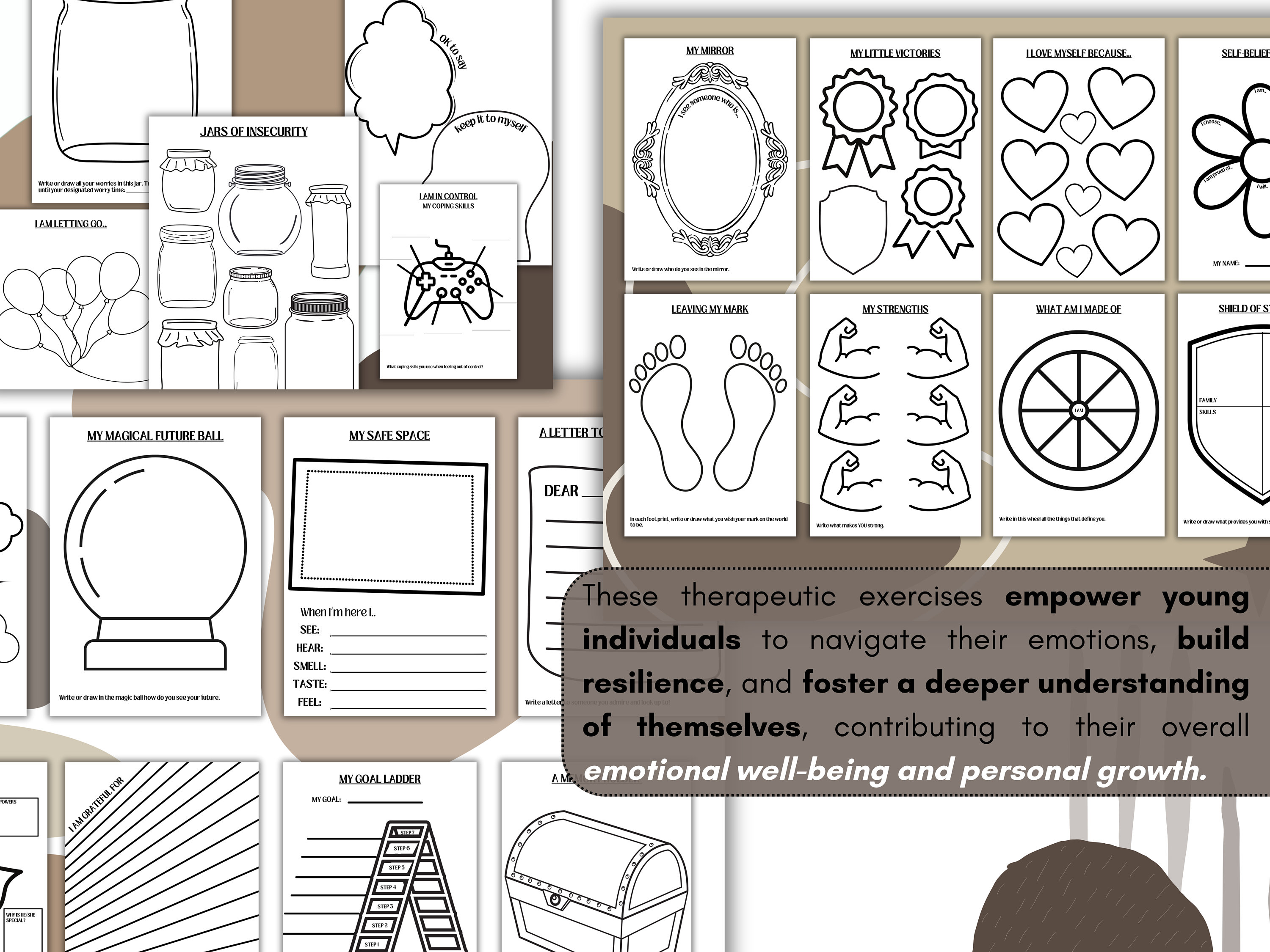 Art Therapy Bundle, Printable CBT Counseling Tools, Group Therapy ...