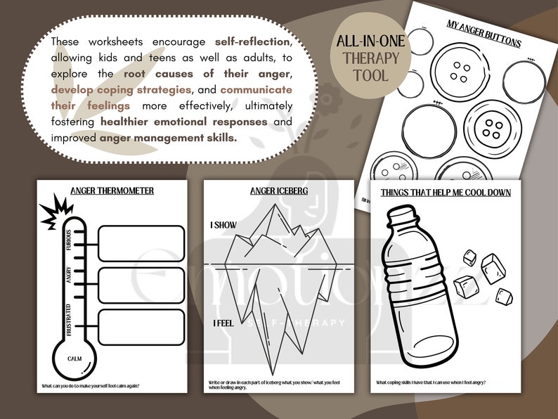 Printable Art Therapy Bundle, Emotional Regulation Worksheets, CBT Tool ...