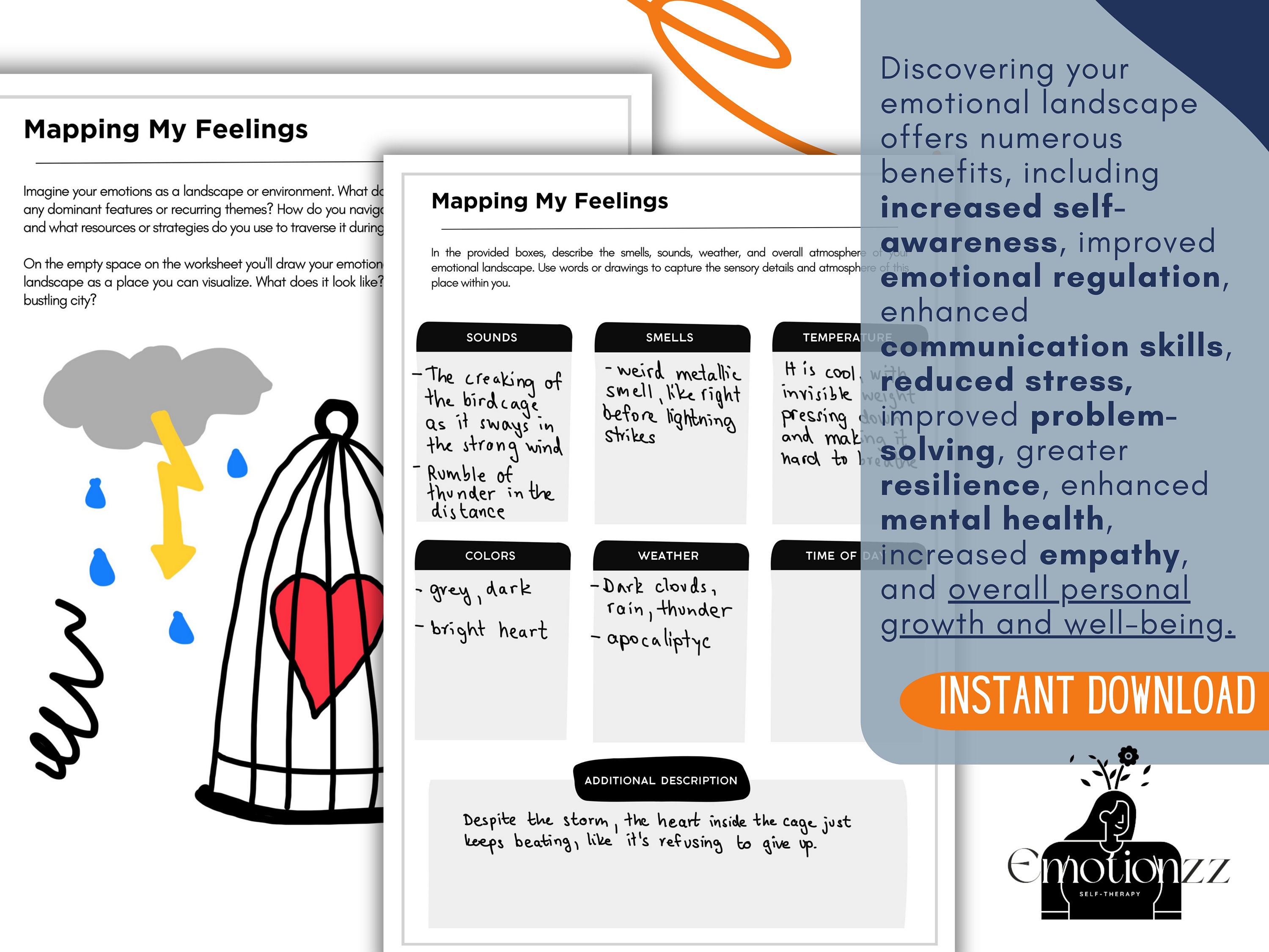 Art Therapy Worksheet Bundle for Emotion Exploration CBT Therapy ...