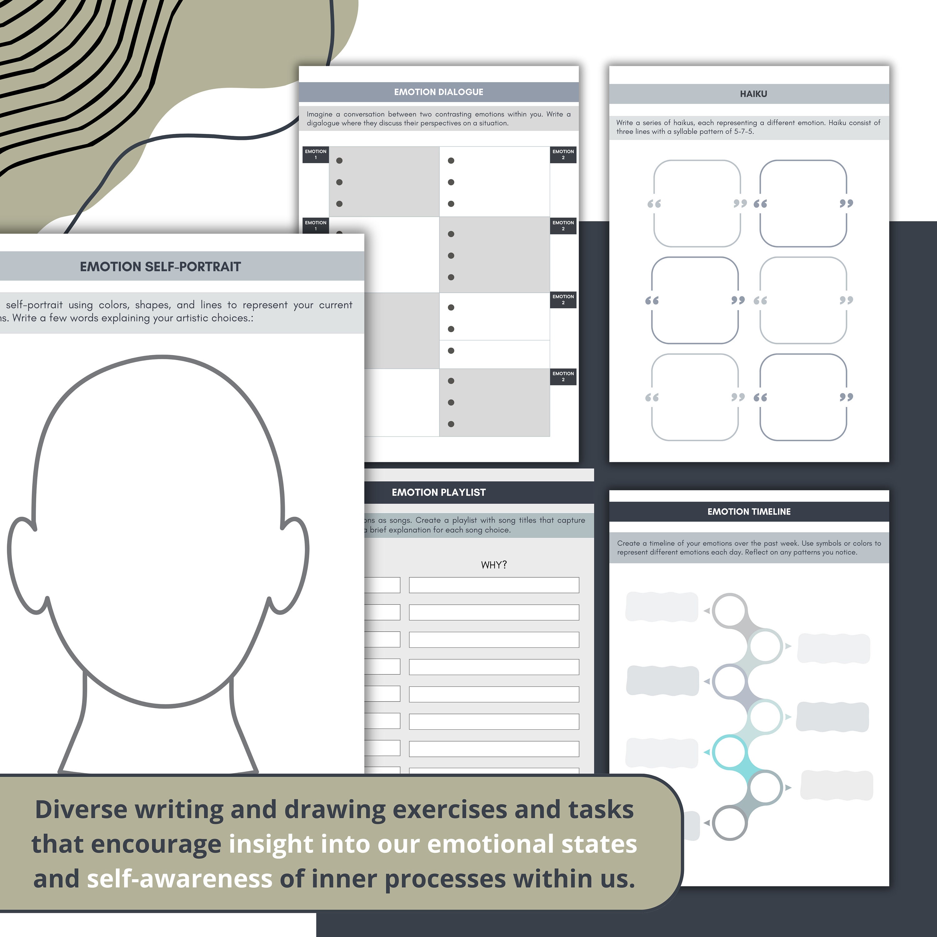 Printable Emotions Worksheets, Mental Health Journal, Self Help Tool ...