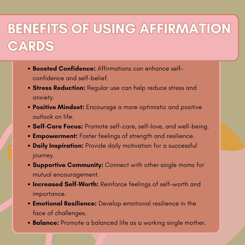 Single Mom Affirmation Cards: 40 Printable Flashcards (PDF) - Etsy